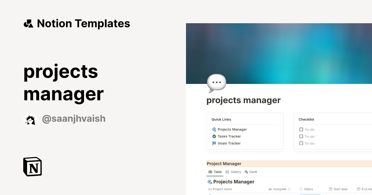 projects manager Template | Notion Marketplace