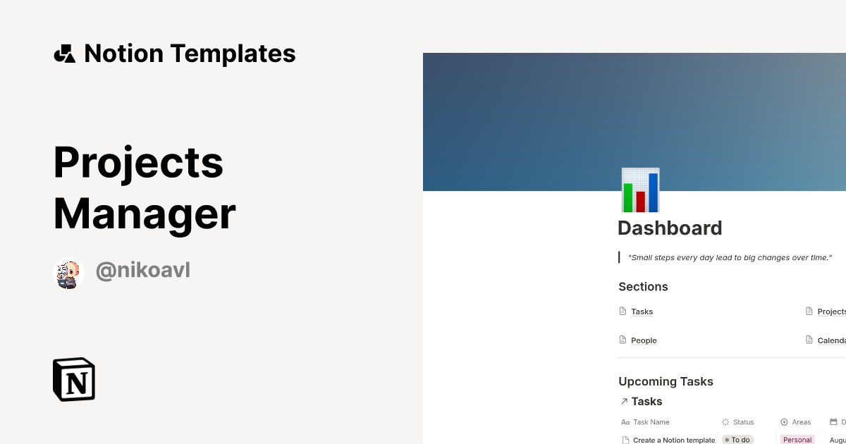 Projects Manager Template | Notion Marketplace