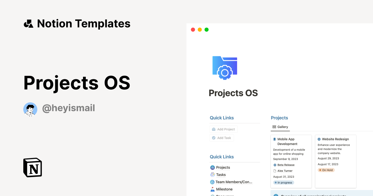 Projects OS Template | Notion Marketplace