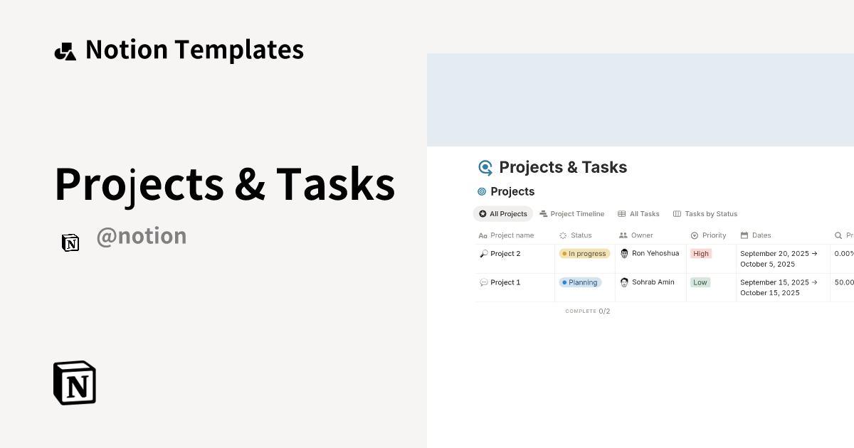 Projects & Tasks 2026 Template | Notion Marketplace