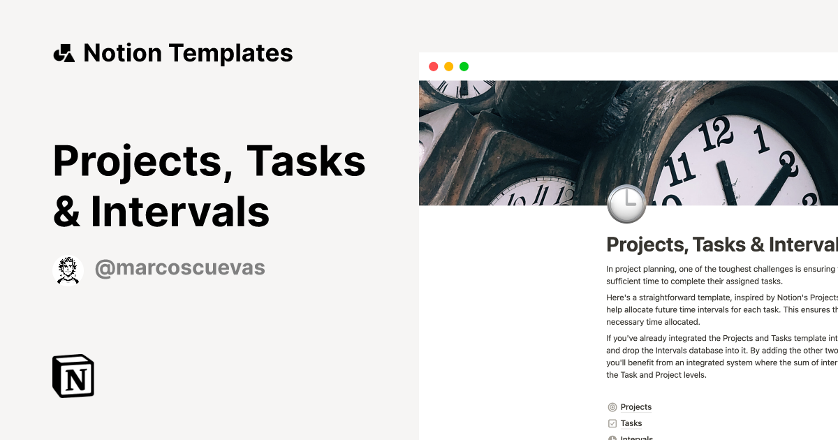 Projects, Tasks & Intervals Template | Notion Marketplace