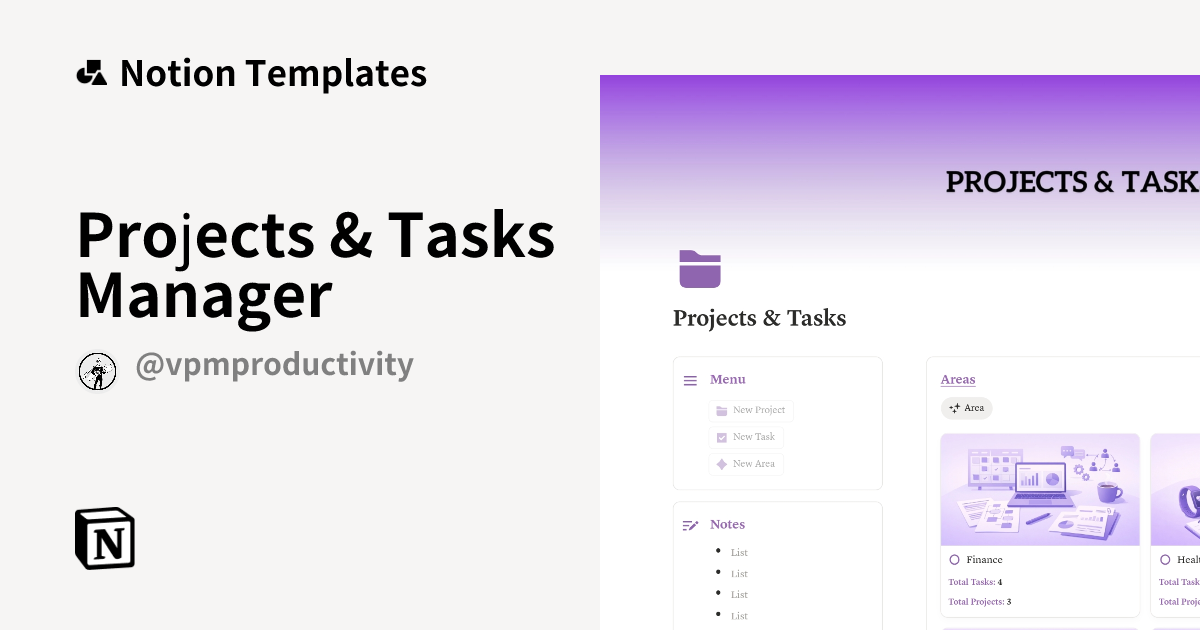 Projects & Tasks Manager Template | Notion Marketplace