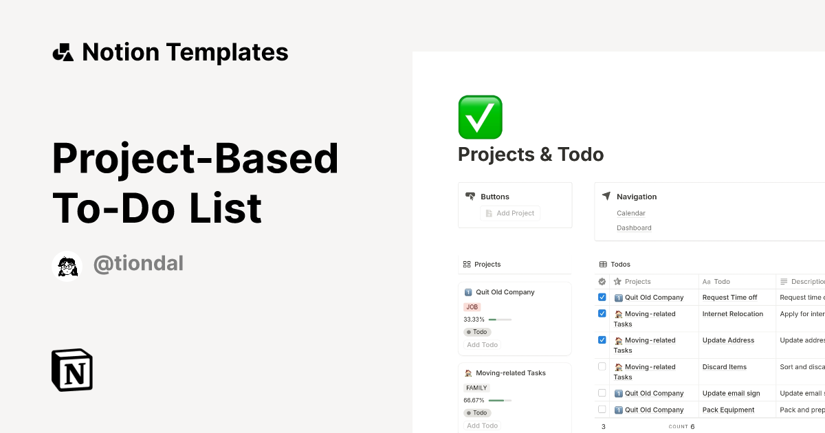Project-Based To-Do List Template | Notion Marketplace