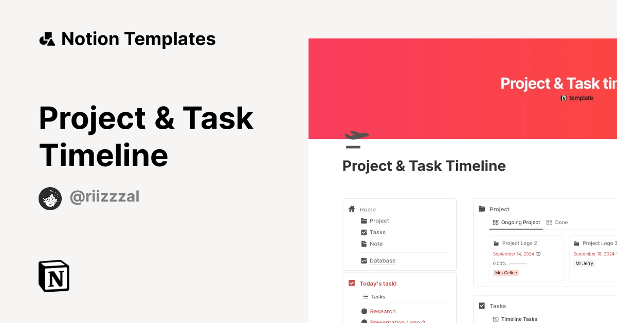 Project & Task Timeline Template by riizzzal | Notion Marketplace