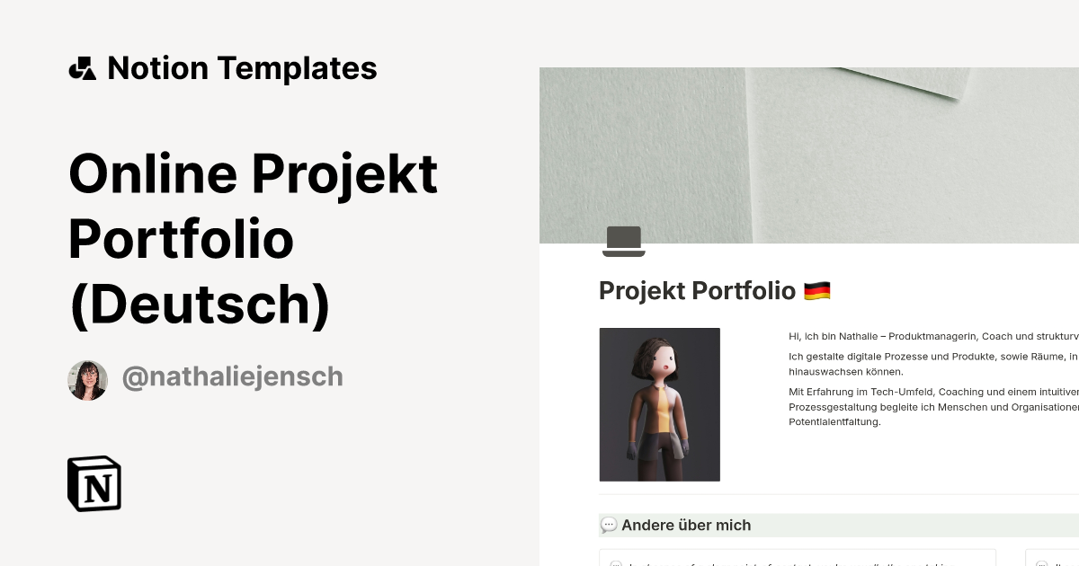 Online Projekt Portfolio (Deutsch) Template | Notion Marketplace