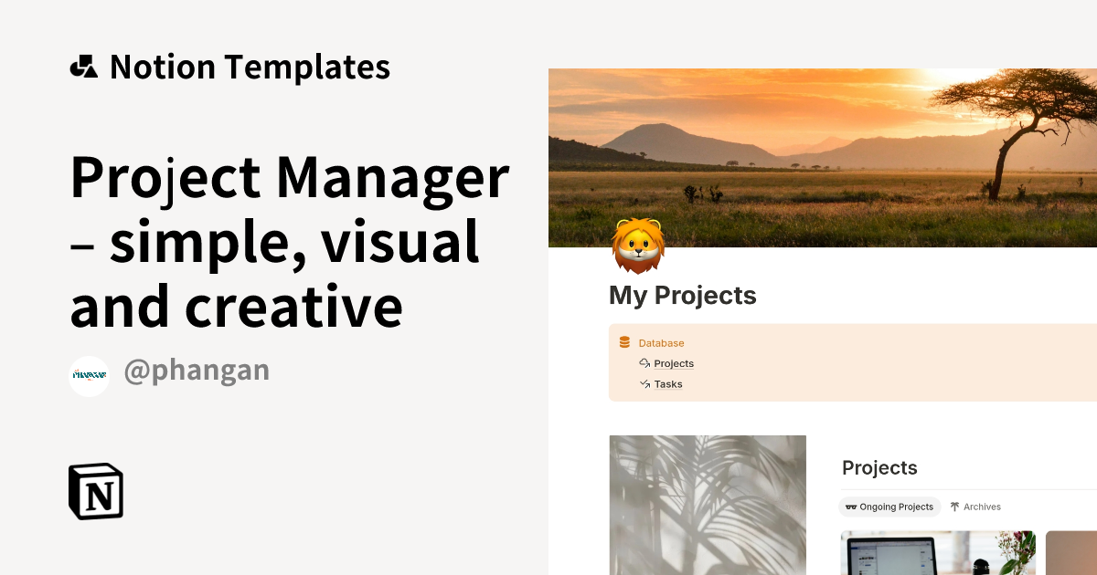 Project Manager – simple, visual and creative Template | Notion Marketplace