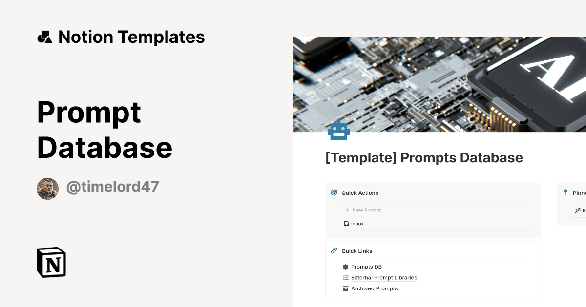 Prompt Database Template by German Lostuzzi | Notion Marketplace