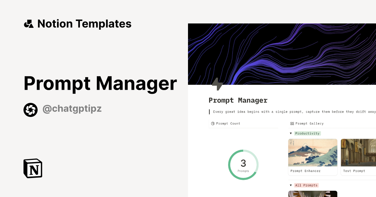 Prompt Manager Template by Chatgptipz | Notion Marketplace