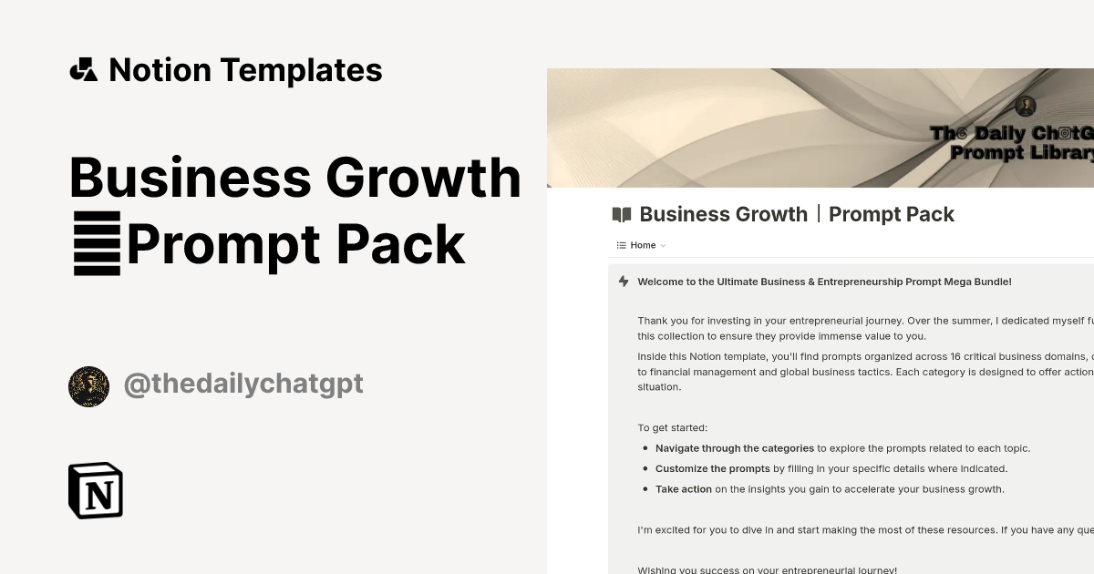 Business Growth︱Prompt Pack Template | Notion Marketplace