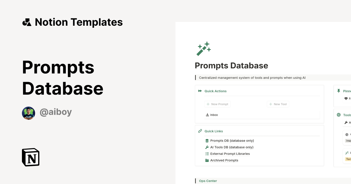 Prompts Database Template by AI Boy | Notion Marketplace