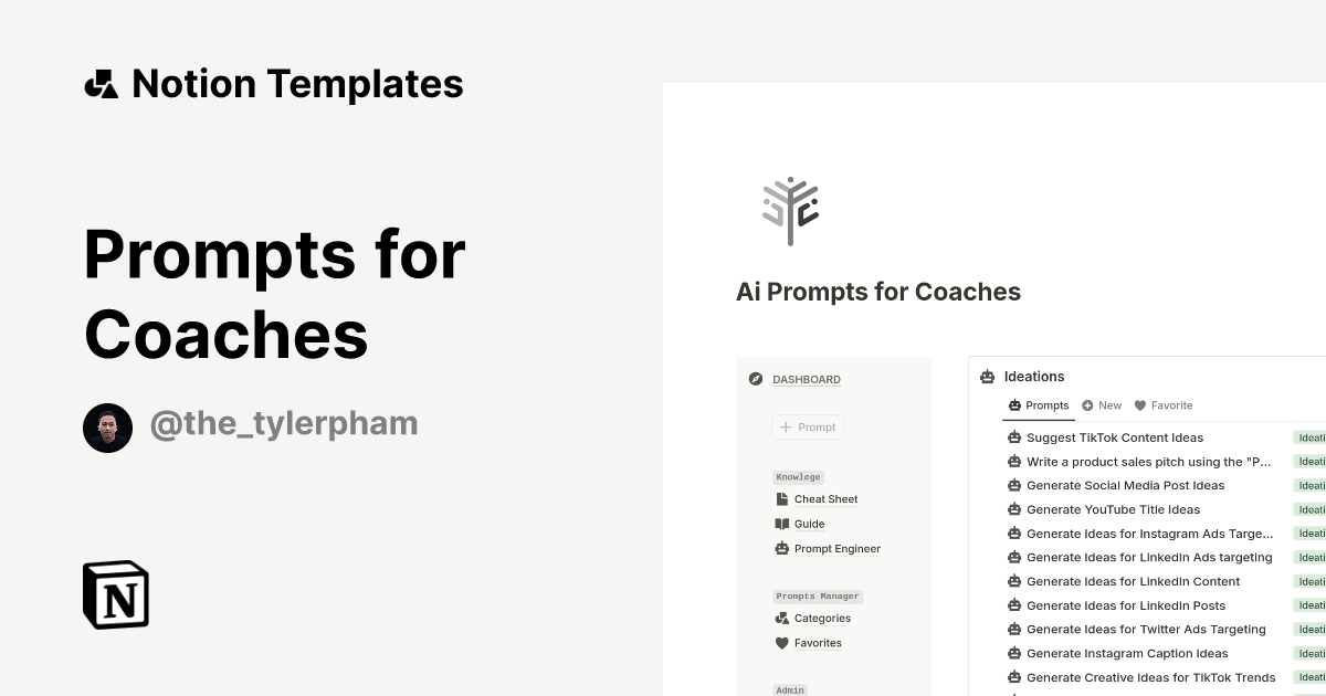 Prompts for Coaches Template by Tyler Pham | Notion Marketplace