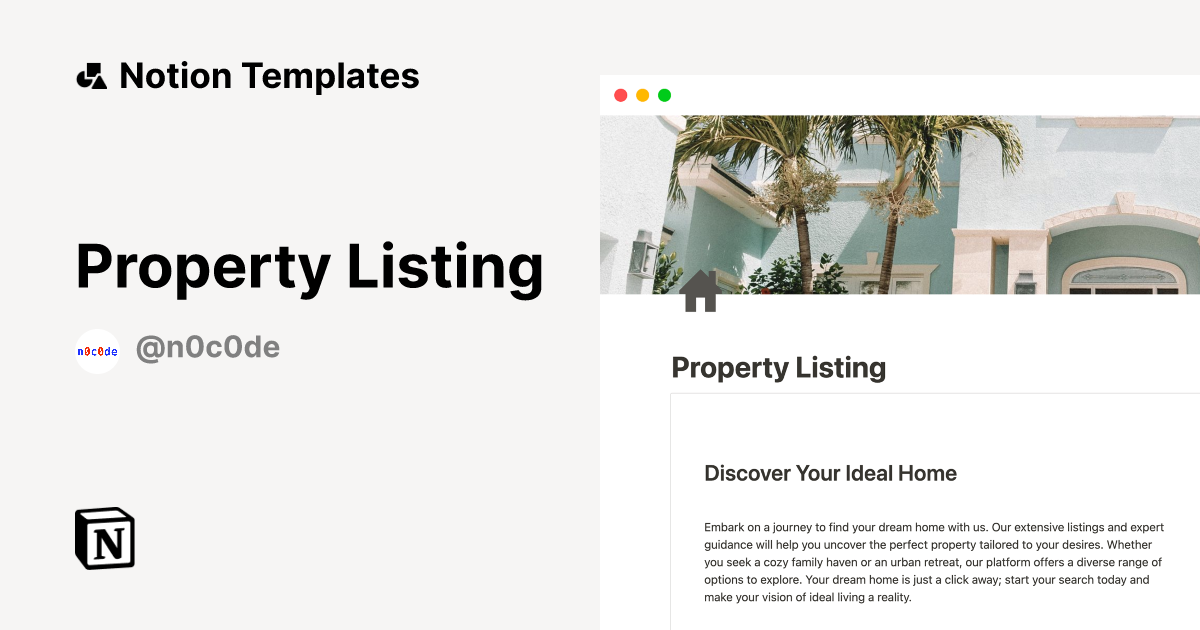Property Listing Template | Notion Marketplace