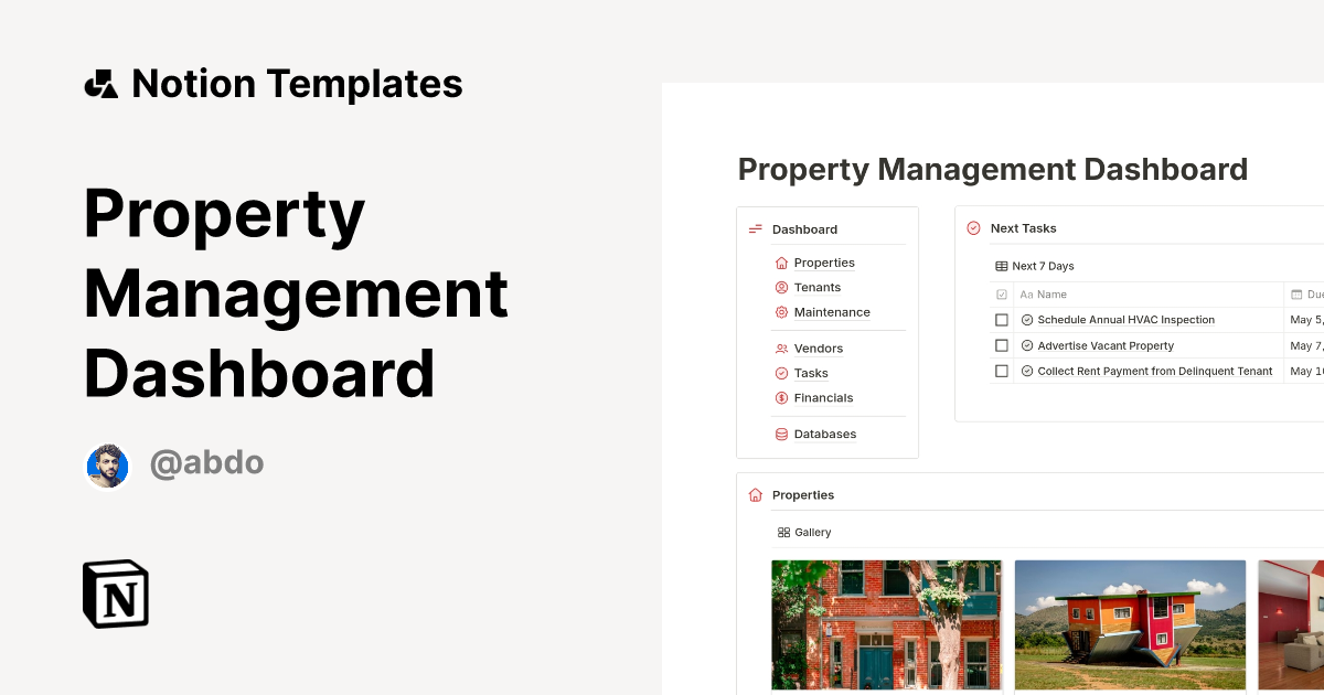 Property Management Dashboard Template | Notion Marketplace