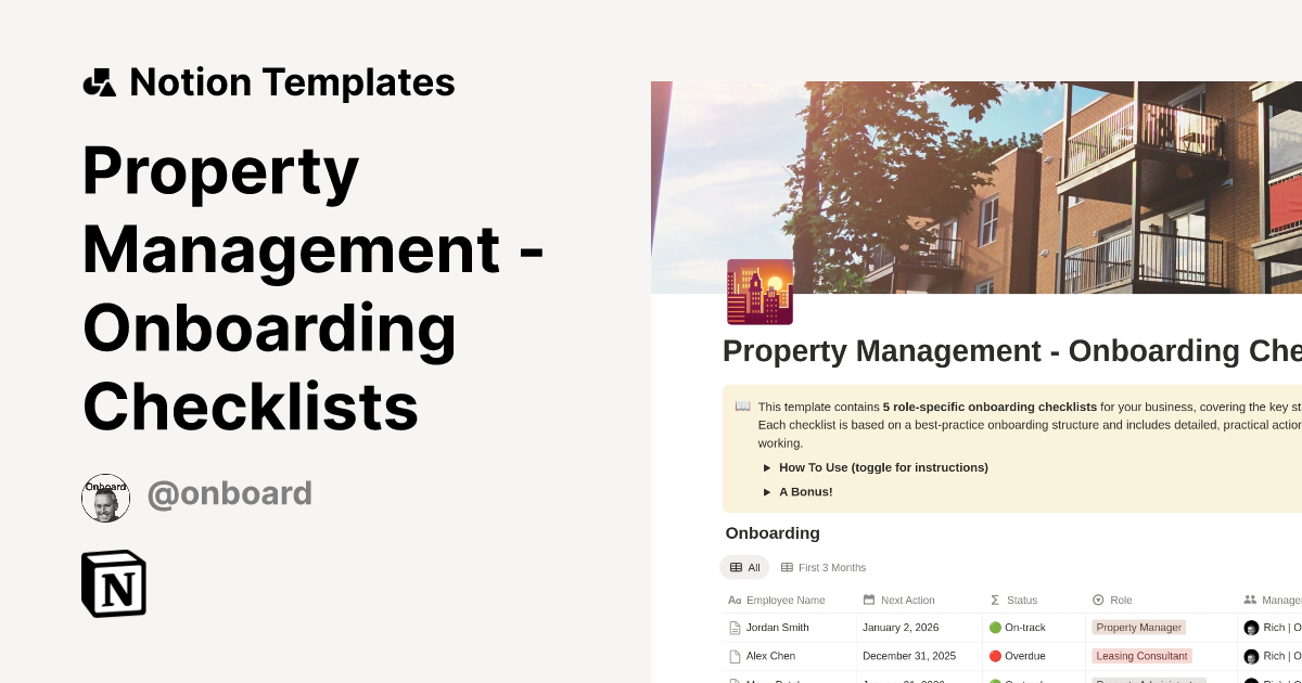 Property Management - Onboarding Checklists Template by Onboarding ...