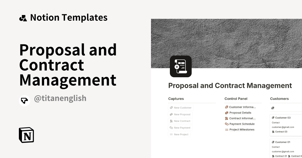 Proposal and Contract Management Template by Titan | Notion Marketplace