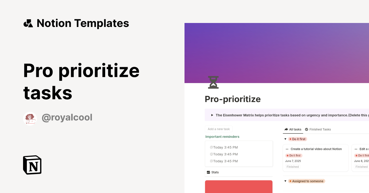 Pro prioritize tasks Template | Notion Marketplace