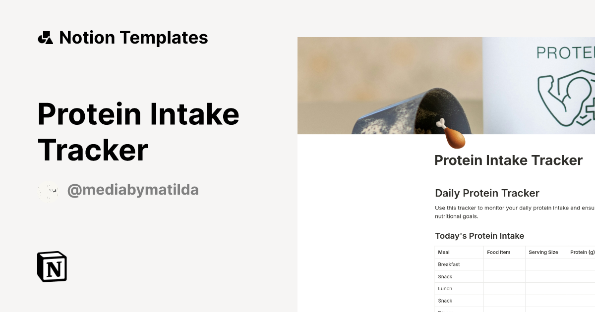 Protein Intake Tracker Template by Media By Matilda | Notion Marketplace