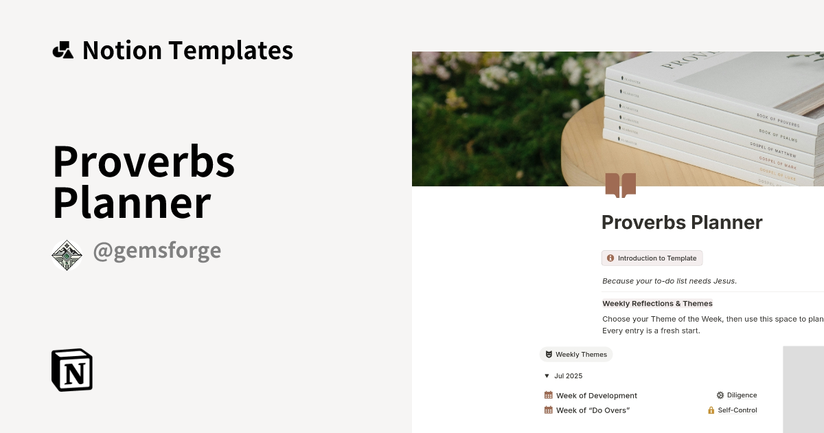 Proverbs Planner Template by GemsForge | Notion Marketplace