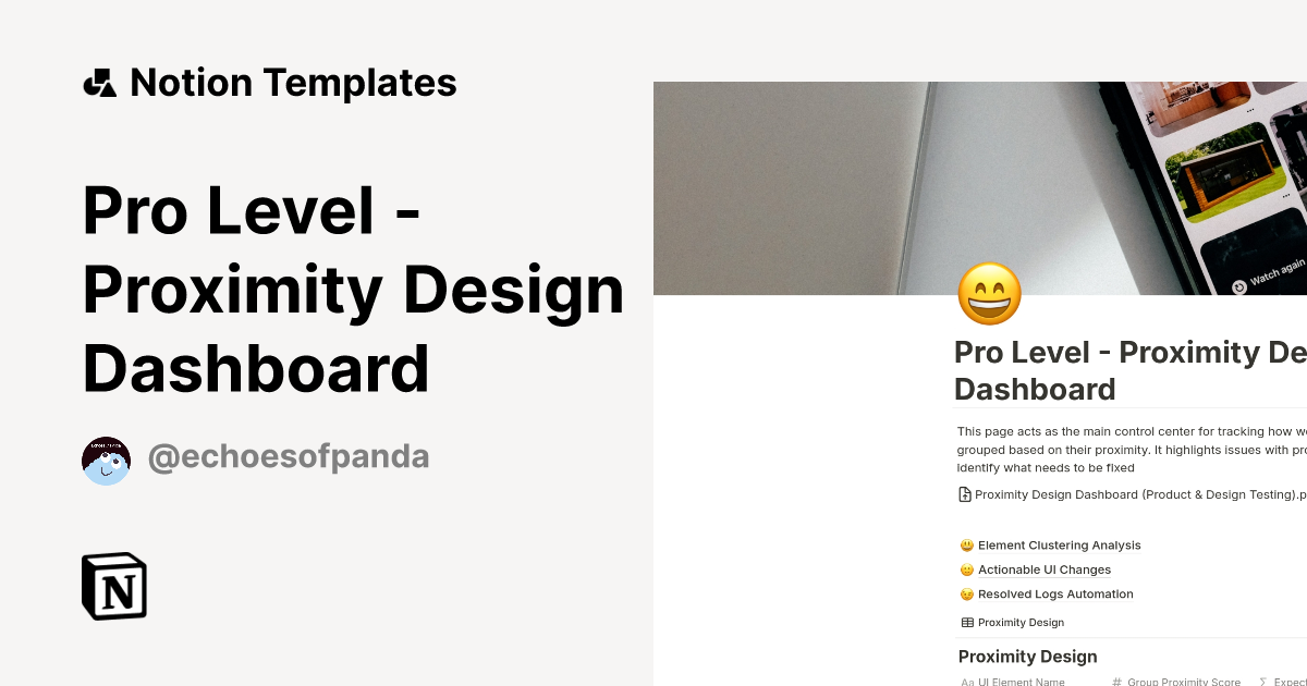 Pro Level - Proximity Design Dashboard Template by Echoes of Panda🐼 ...