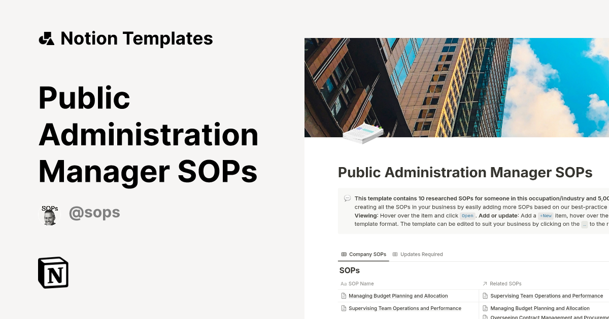 Public Administration Manager SOPs Template by SOPs | Notion Marketplace