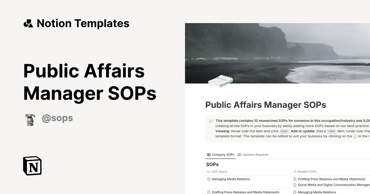 Public Affairs Manager SOPs Template by SOPs | Notion Marketplace