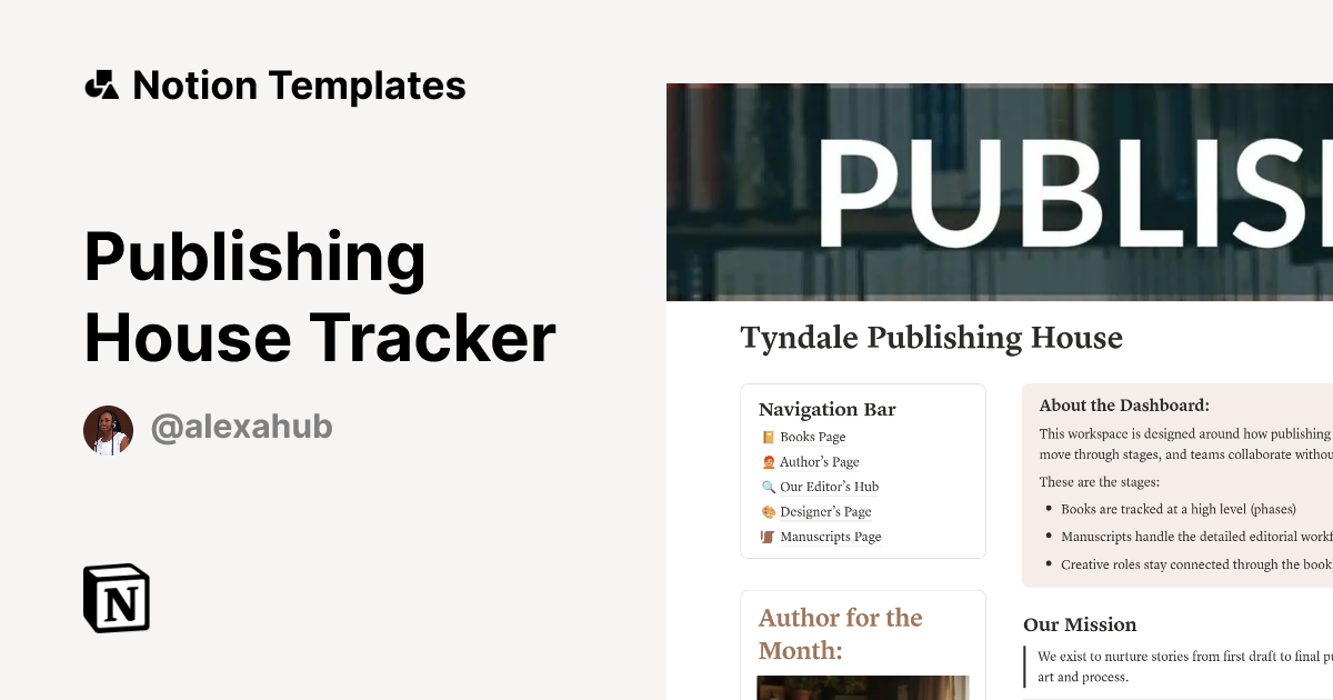 Publishing House Tracker Template | Notion Marketplace
