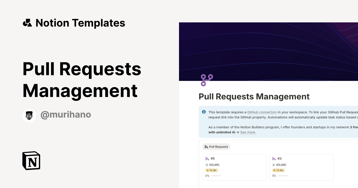 Pull Requests Management Template by Florian | Notion Marketplace