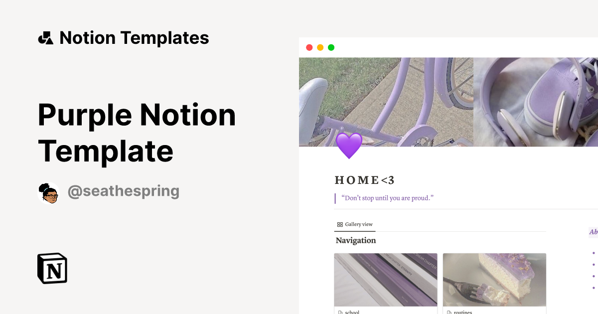 Purple Notion Template Template | Notion Marketplace
