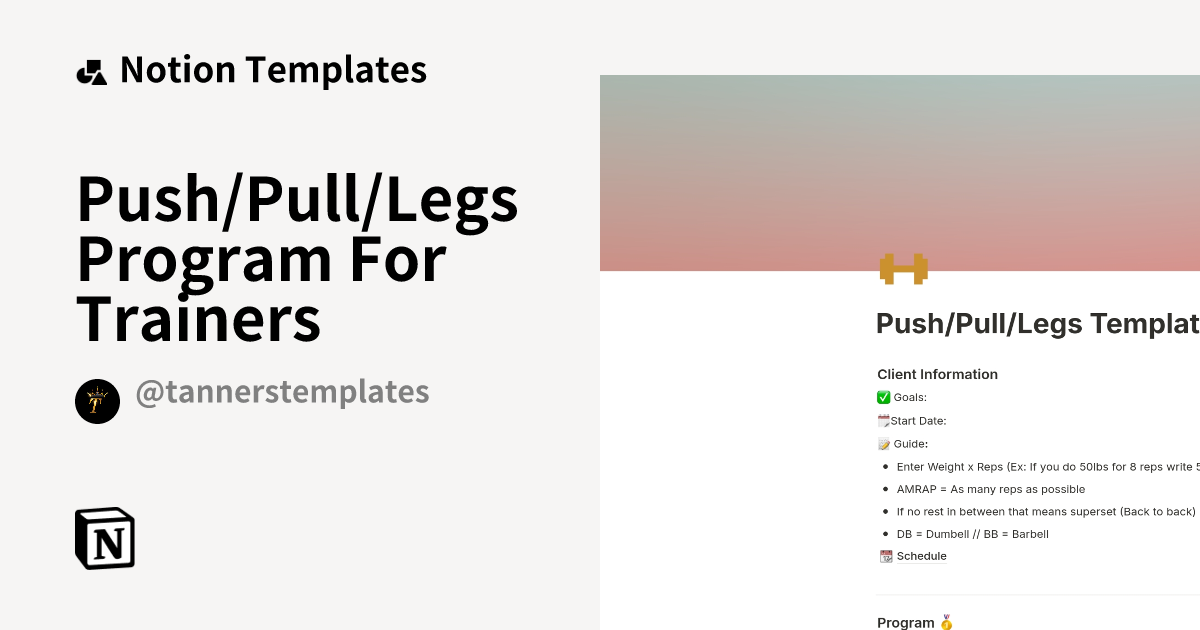 Push/Pull/Legs Program For Trainers Template | Notion Marketplace