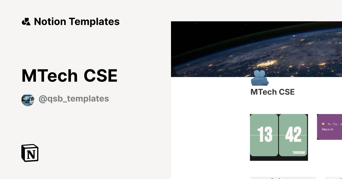 MTech CSE Template | Notion Marketplace