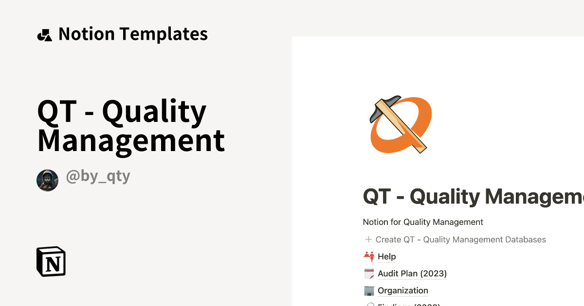 QT - Quality Management Template | Notion Marketplace