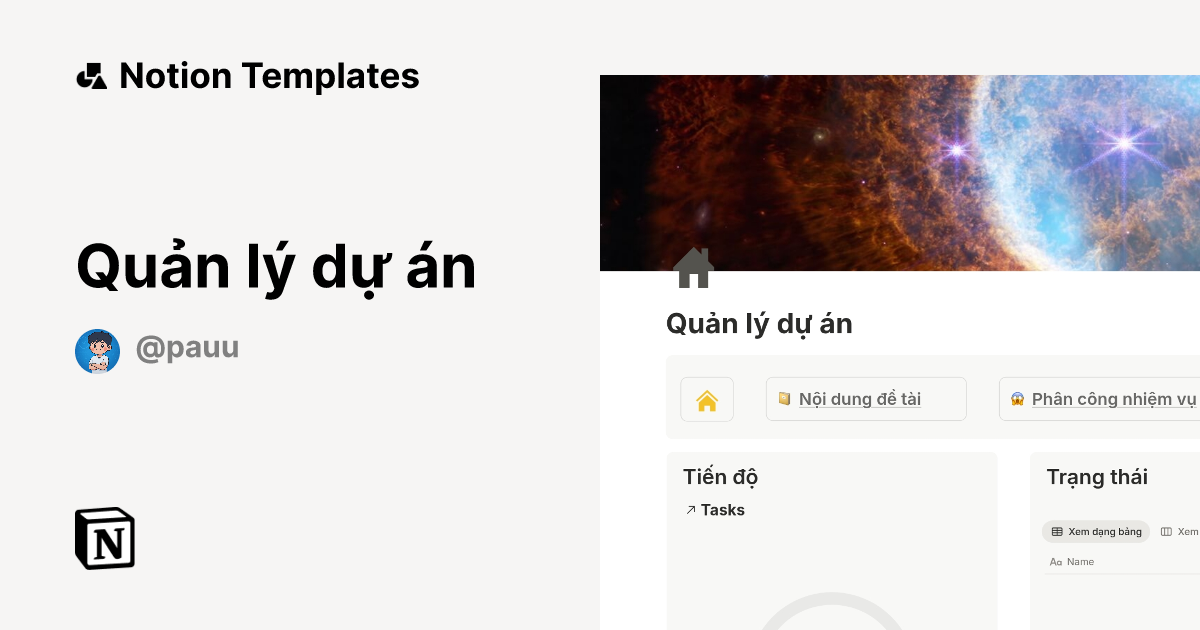 Quản lý dự án Template by Trần Thanh Nhã | Notion Marketplace
