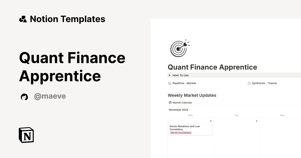 Quant Finance Apprentice Template | Notion Marketplace