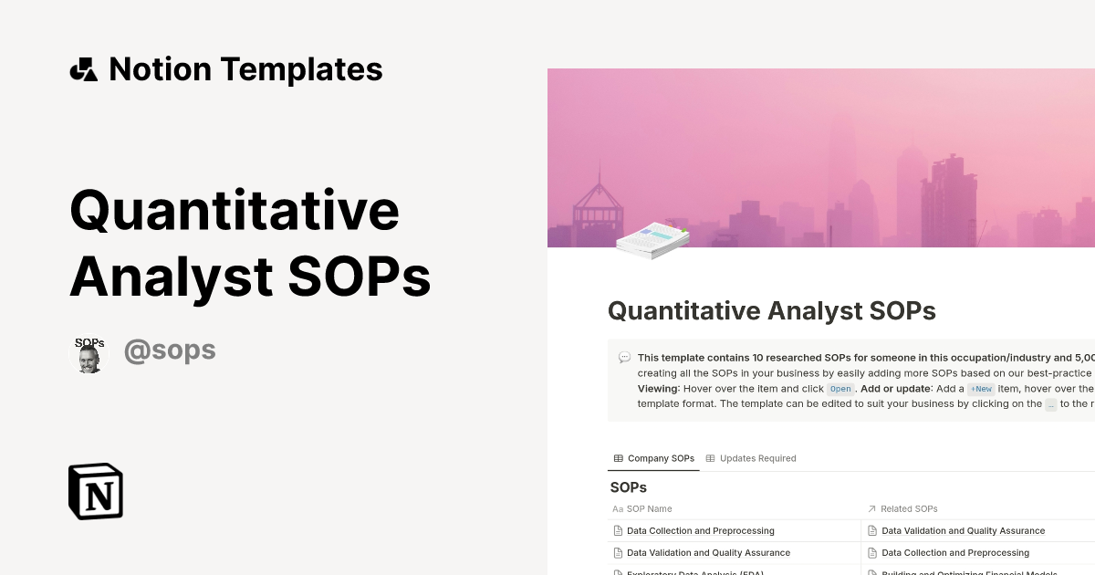 Quantitative Analyst SOPs Template by SOPs | Notion Marketplace