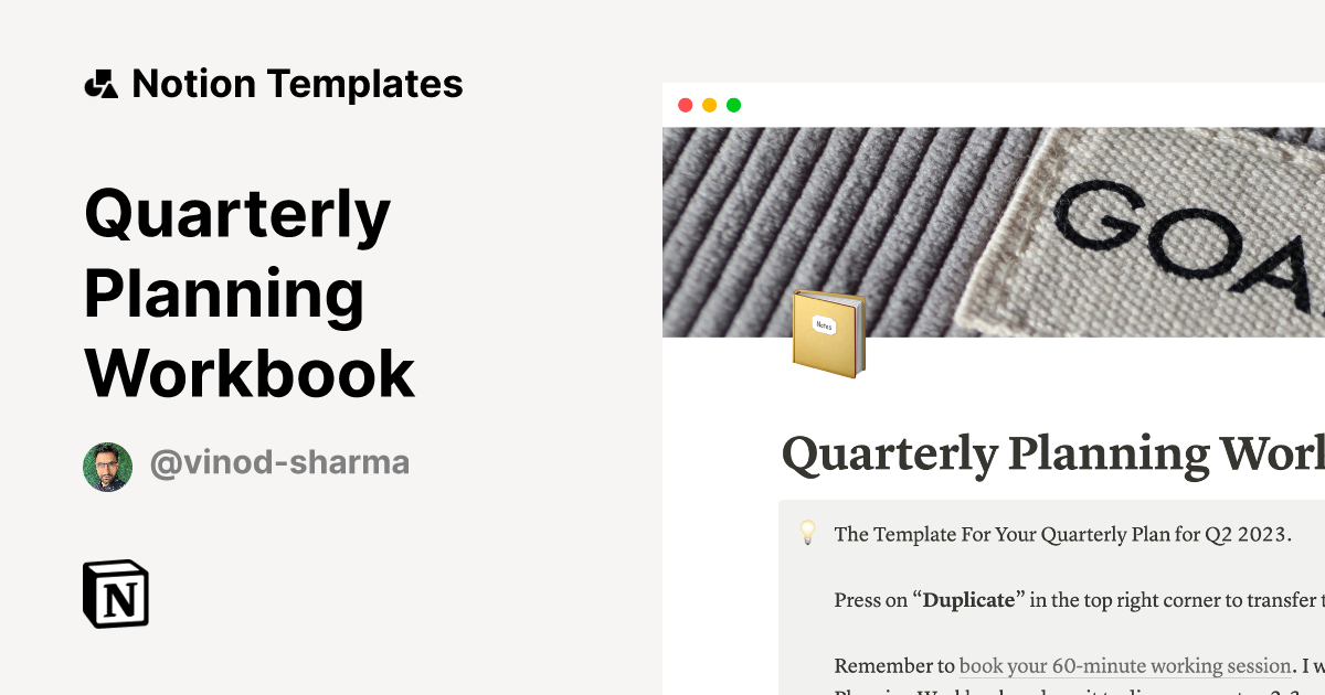 Quarterly Planning Workbook Template | Notion Marketplace