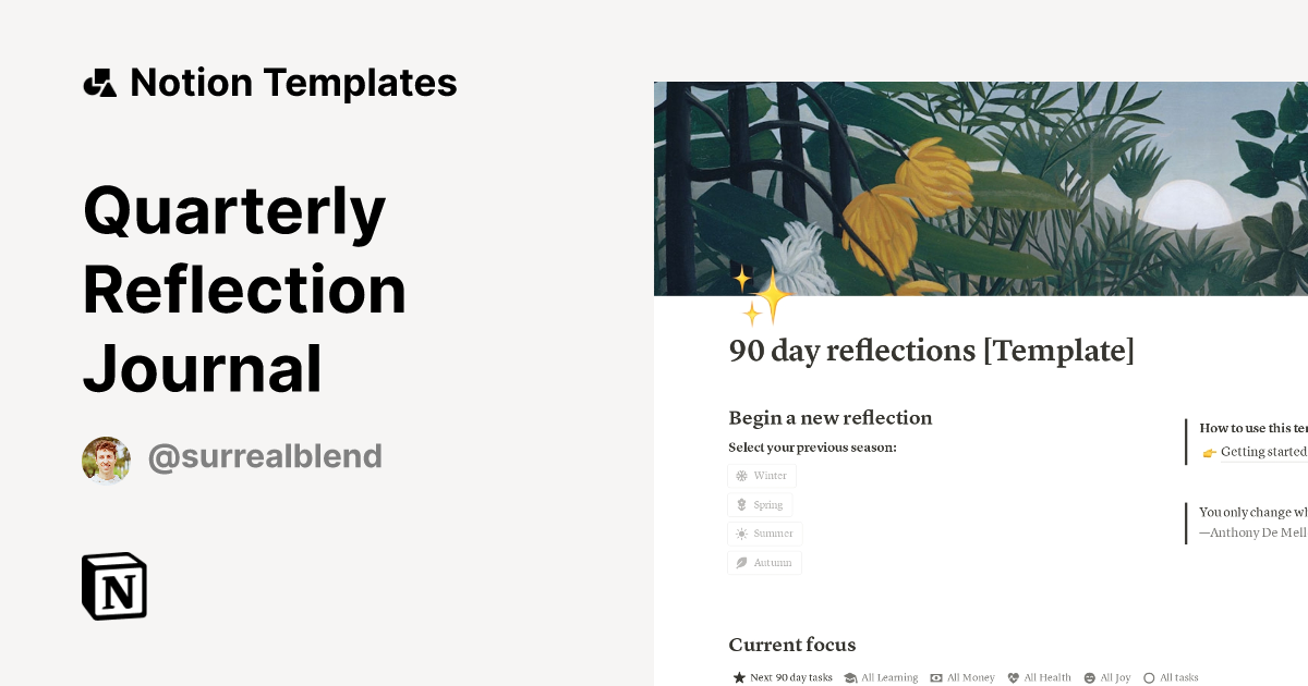 Quarterly Reflection Journal Template | Notion Marketplace