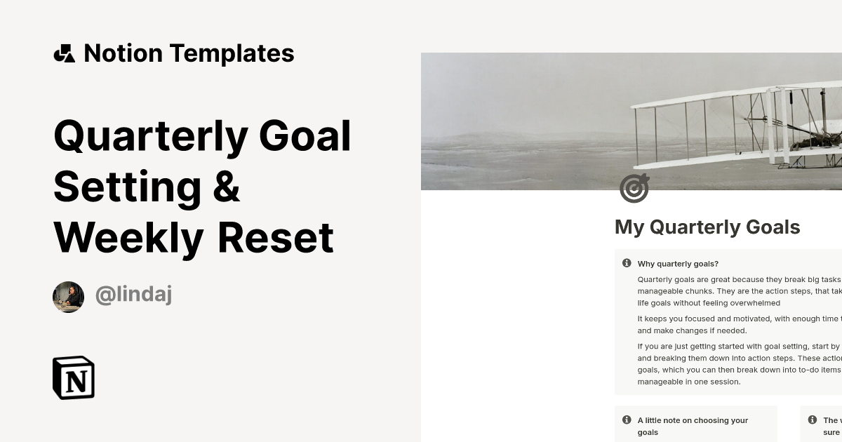 Quarterly Goal Setting & Weekly Reset Template by Linda's Templates ...