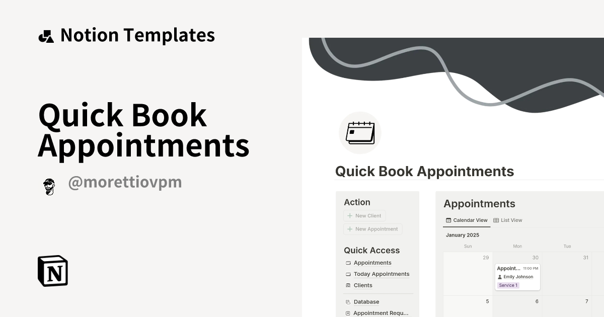 Quick Book Appointments Template | Notion Marketplace