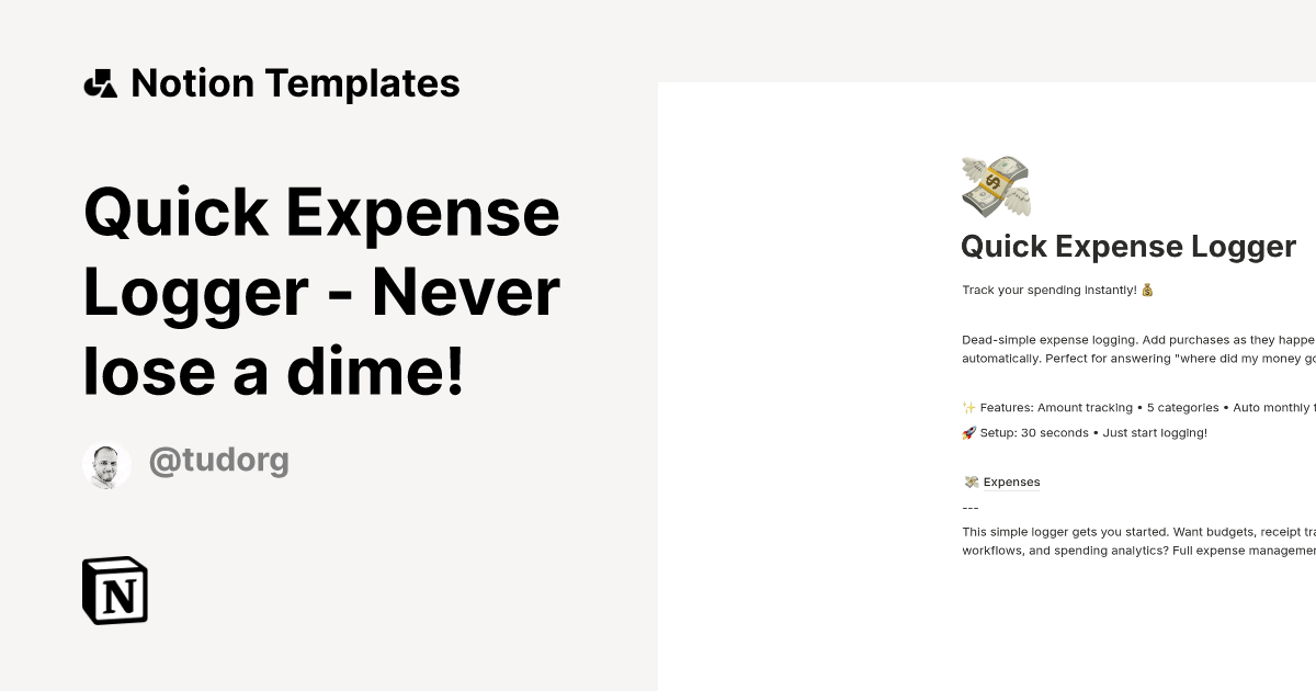 Quick Expense Logger - Never lose a dime! Template by Tudor-Ionut ...