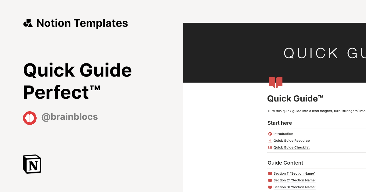 Quick Guide Perfect™ Template | Notion Marketplace