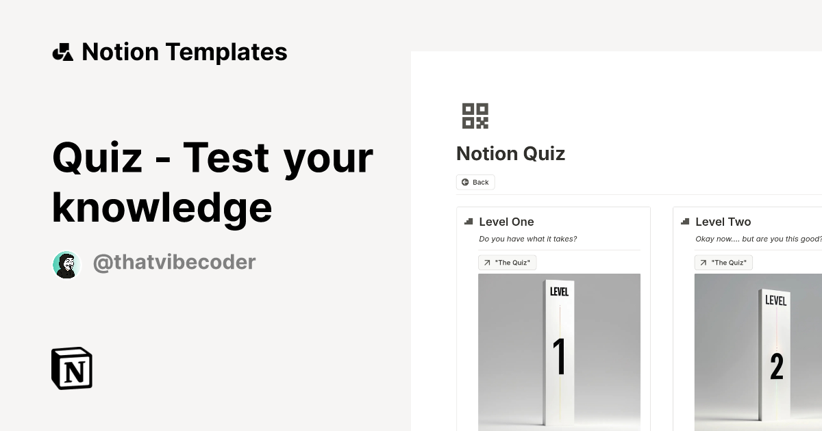 Quiz - Test your knowledge Template | Notion Marketplace