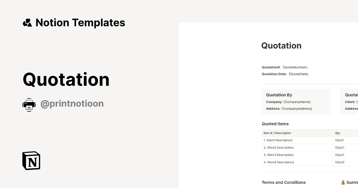 Quotation Template | Notion Marketplace