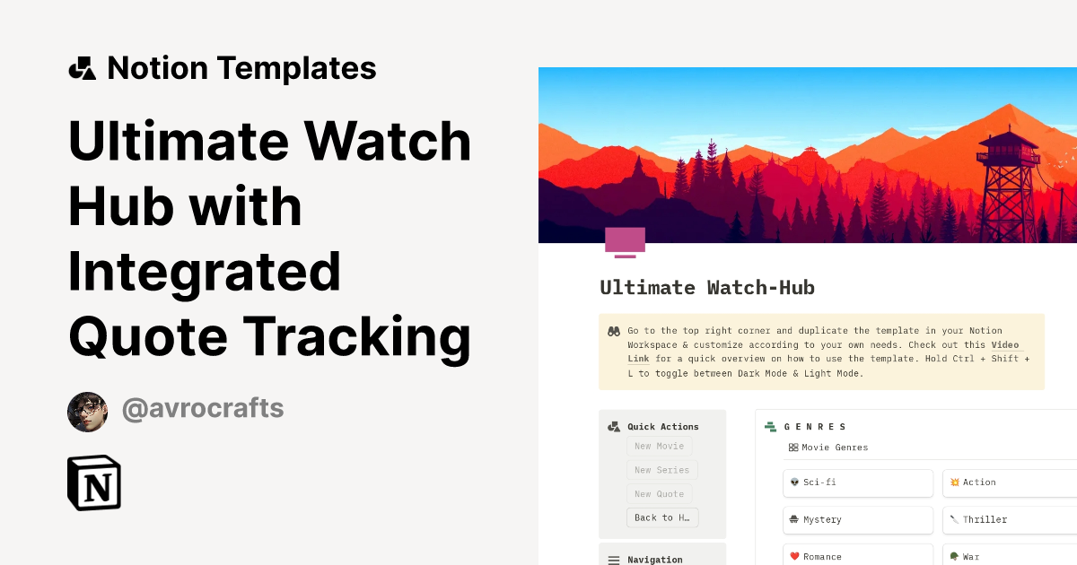 Ultimate Watch Hub with Integrated Quote Tracking Template by Avro ...