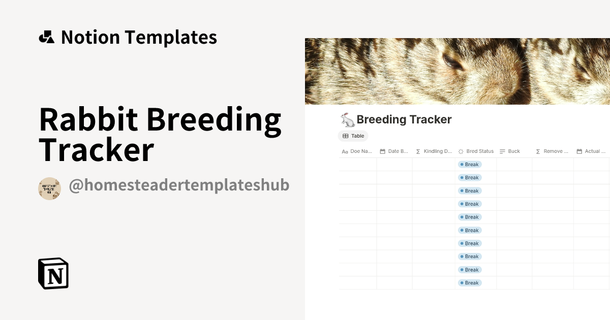 Rabbit Breeding Tracker Template | Notion Marketplace