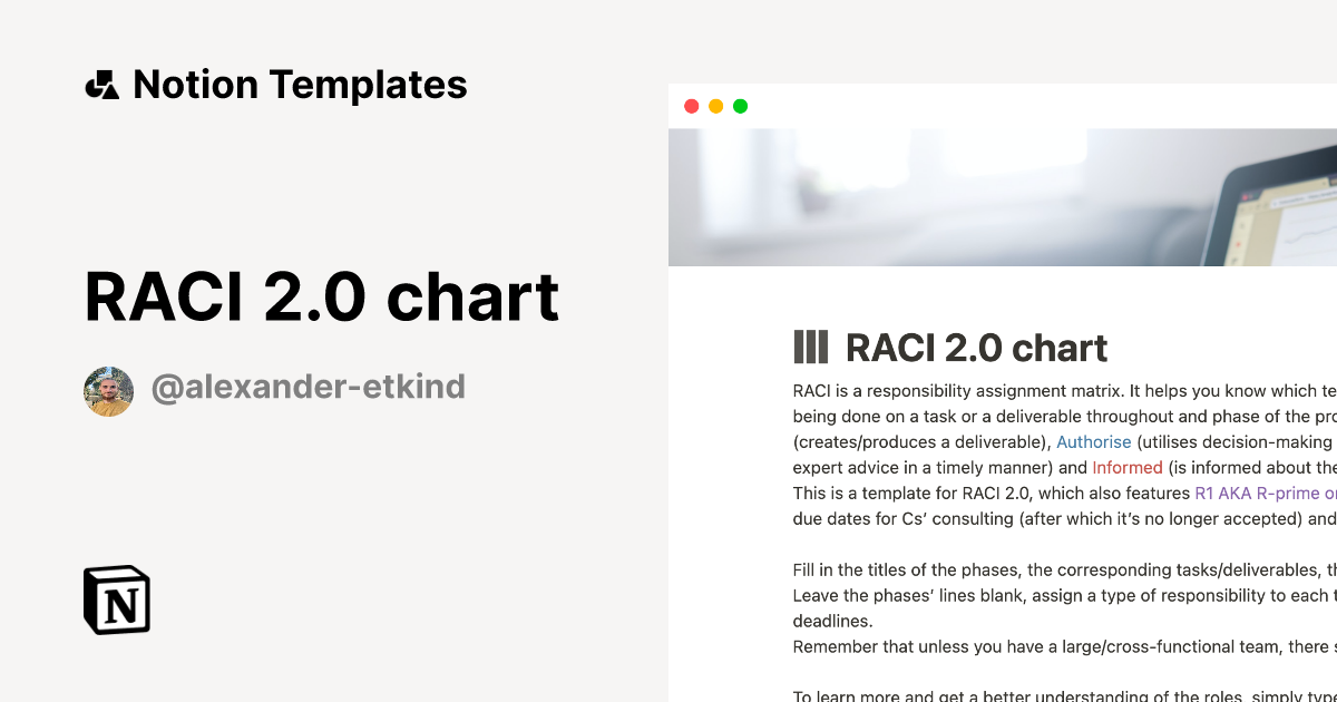 RACI 2.0 chart Template by Alexander Etkind | Notion Marketplace