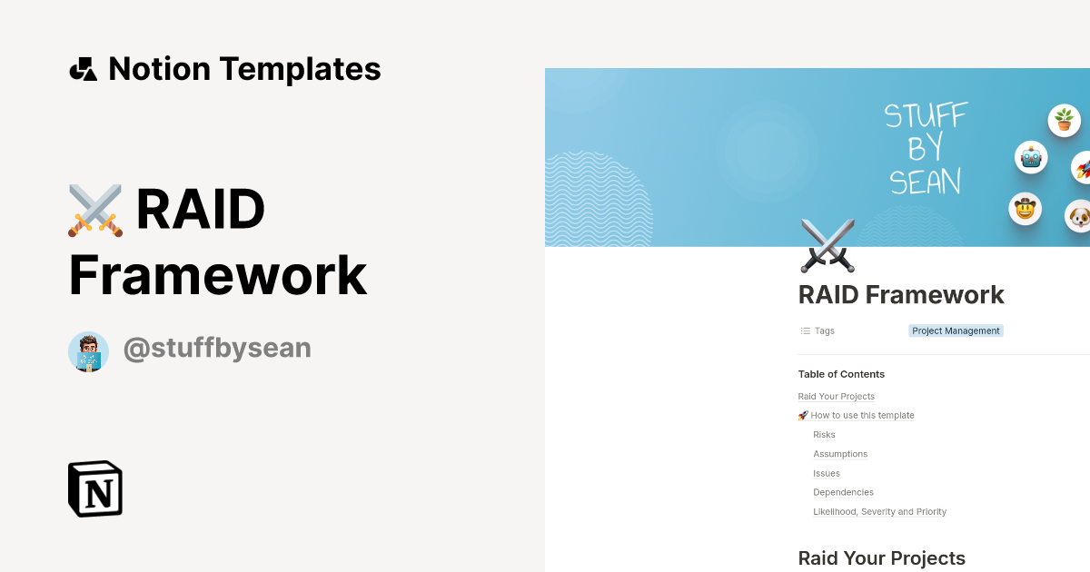 ⚔️ RAID Framework Template by Stuff by Sean | Notion Marketplace
