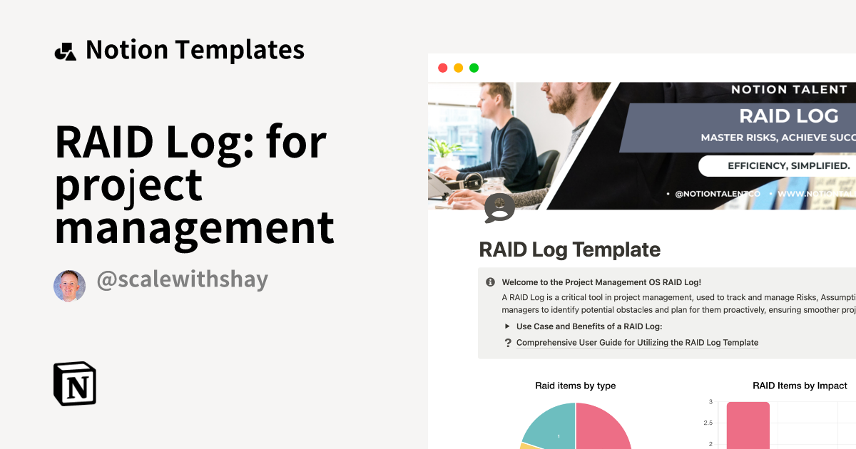 RAID Log: for project management Template | Notion Marketplace