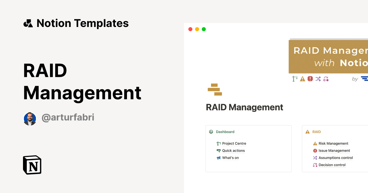 RAID Management Template by Artur Fabri | Notion Marketplace