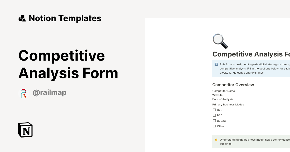 Competitive Analysis Form Template | Notion Marketplace