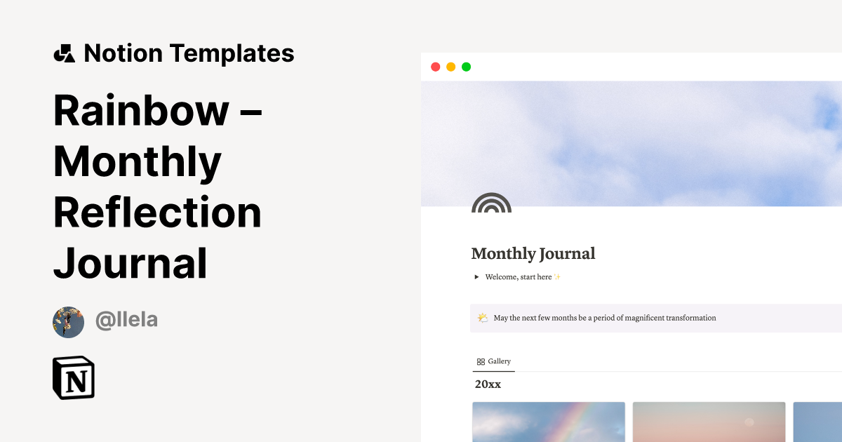 Rainbow – Monthly Reflection Journal Template by Llela | Notion Marketplace